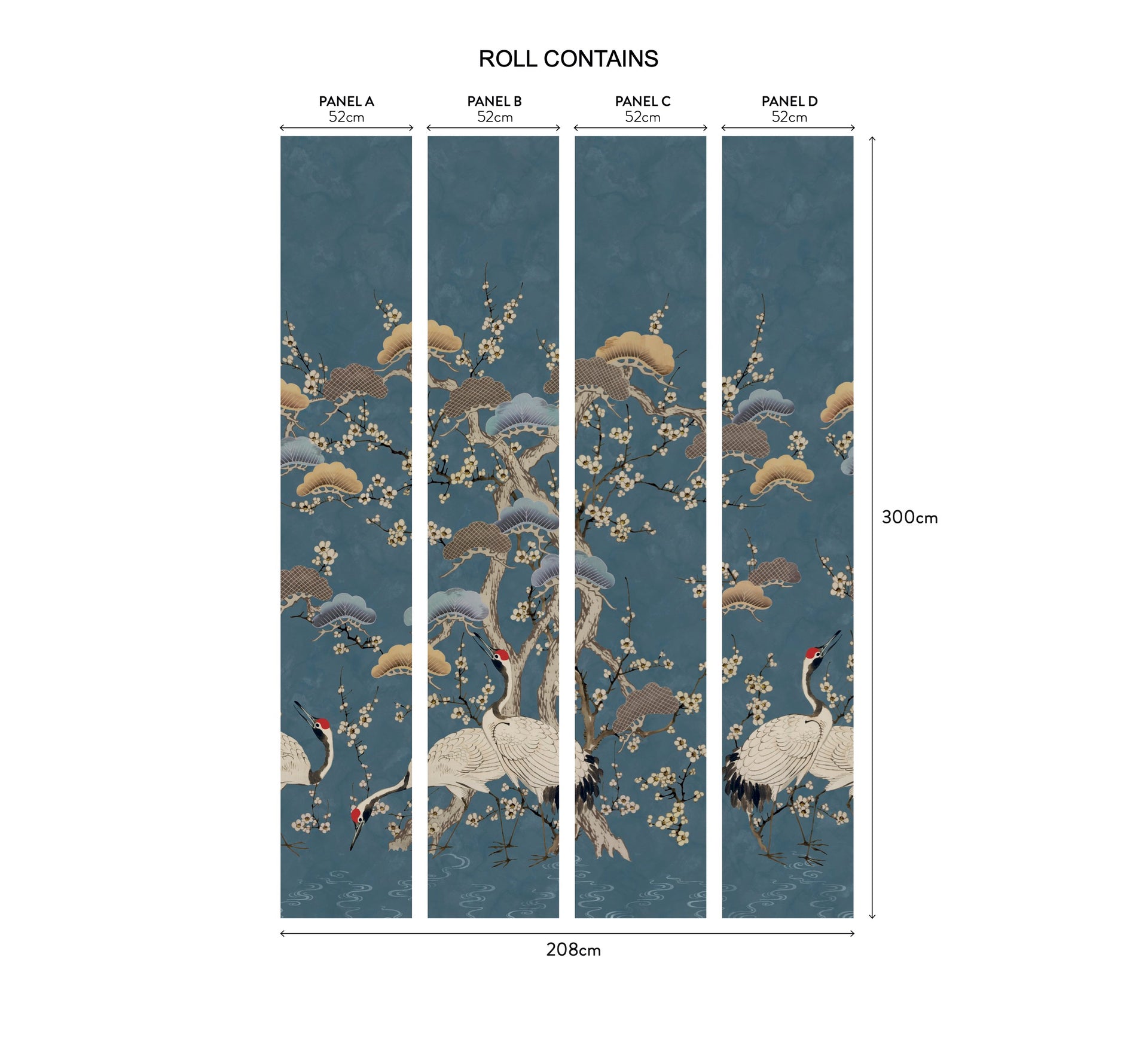 Kyoto Blossom - Prussian Blue | V&A Wall Mural | 1838 Wallcoverings