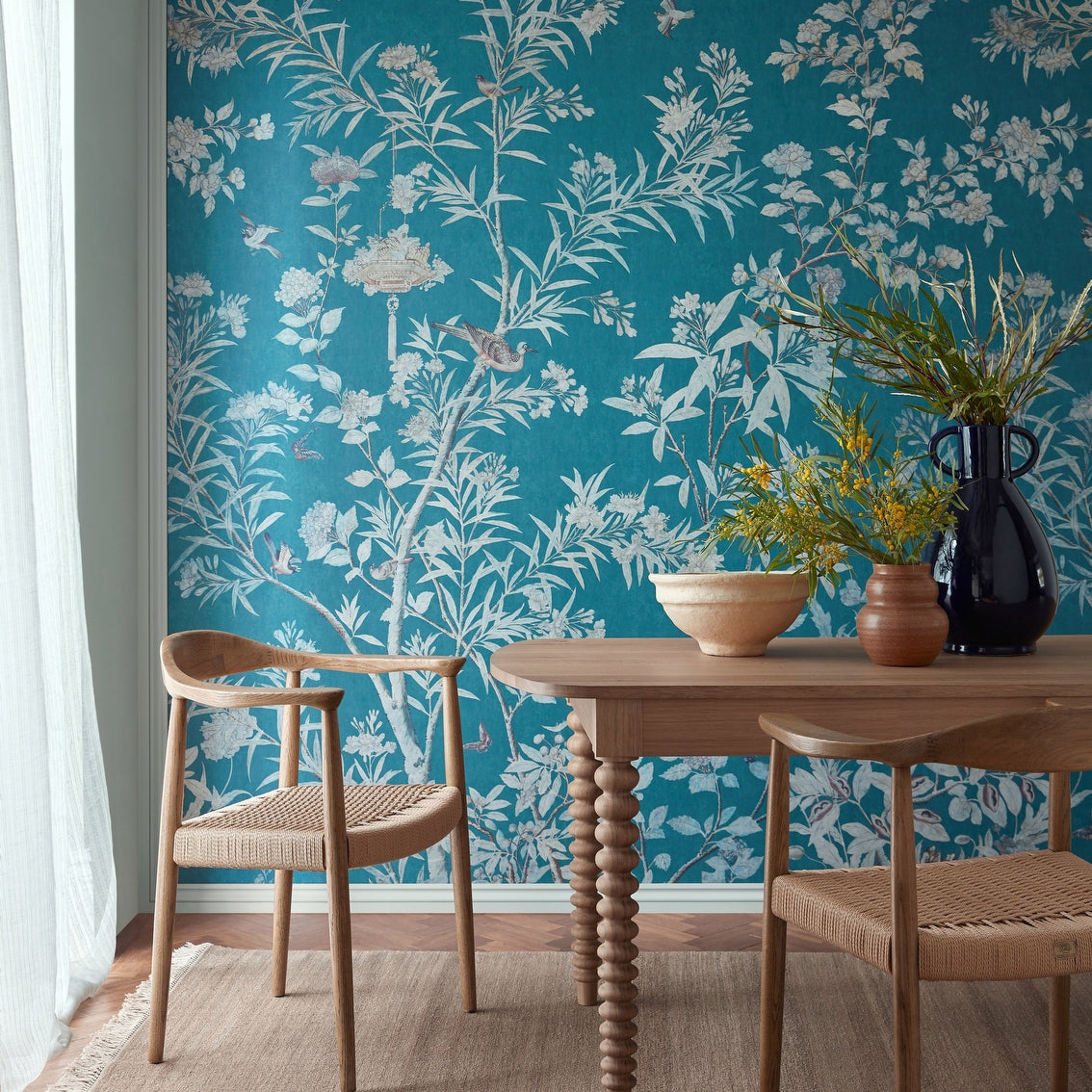 Moor Park Prussian Blue | V&A Wall Mural | 1838 Wallcoverings