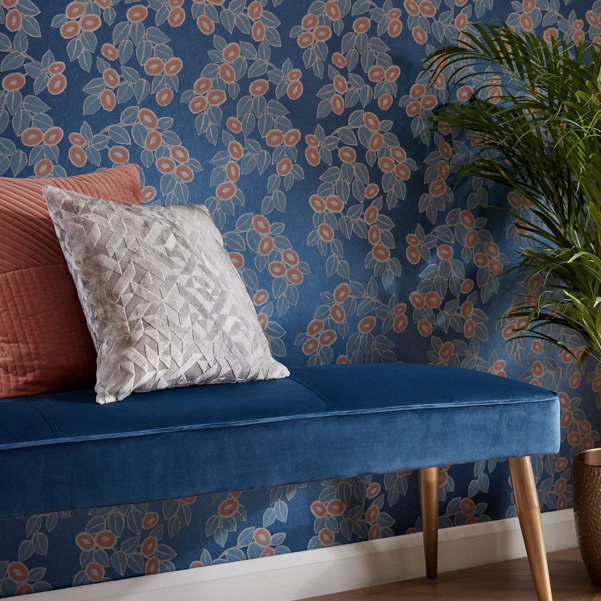 Rosetta Midnight Wallpaper | Elodie Collection | 1838 Wallcoverings